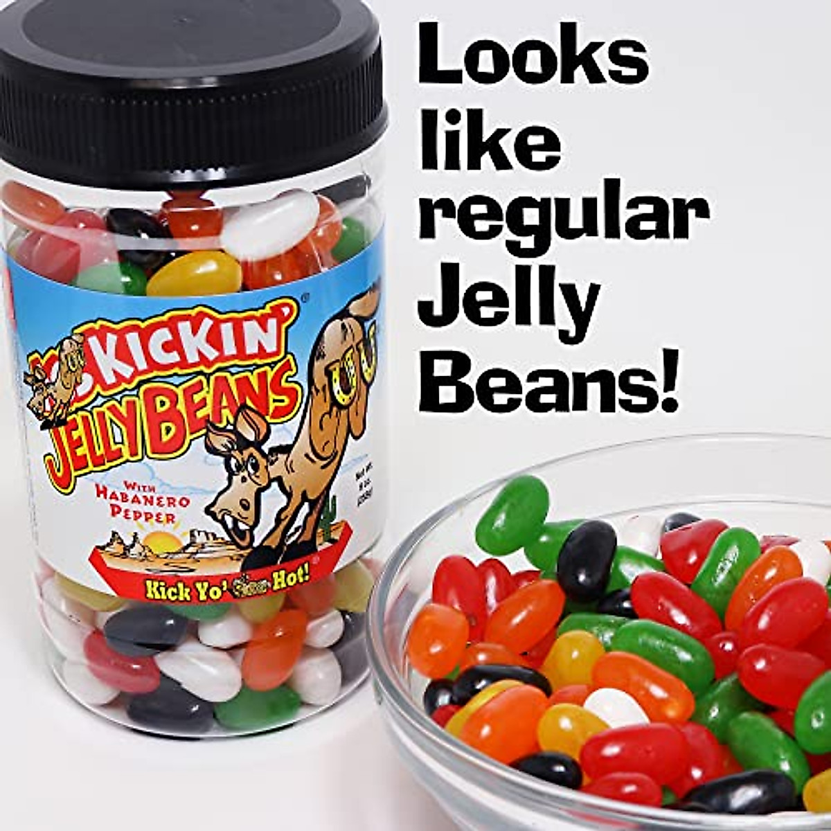 ASS KICKIN’ Hot and Spicy Jellybeans with Habanero Pepper - 9 Oz Resealable Jar - Great for Easter Candy or a Spicy Food Challenge - Try the Gourmet Spicy Jelly Beans Candy