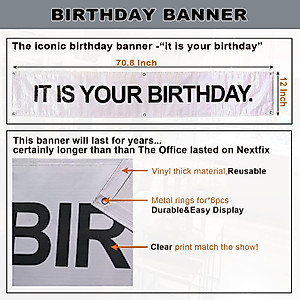 It is Your Birthday Banner, The Office Theme Infamous Husband Birthday Party Decorations,Grey Brown Black Latex Balloons ，White Crepe Streamer Rolls + Tape ，The Office Birthday Decorations 49Pcs Kit