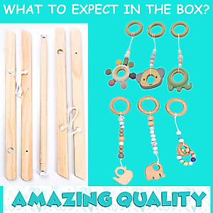 LaviElle Wooden Baby Gym for 0-1.5 Years | Certified Foldable Play Toys with Hanging Bar and Non-Toxic and Unique Teethers | Baby Activity Gym Perfect Gifting - Newborn Babies | Toddlers Development