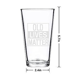Waipfaru Old Lives Matter Beer Glass, Funny Pint Glasses for Christmas Father’ s Day Birthday Retirement, Unique Gag Gifts for Dad Papa Grandpa Senior Citizen Men, 15Oz