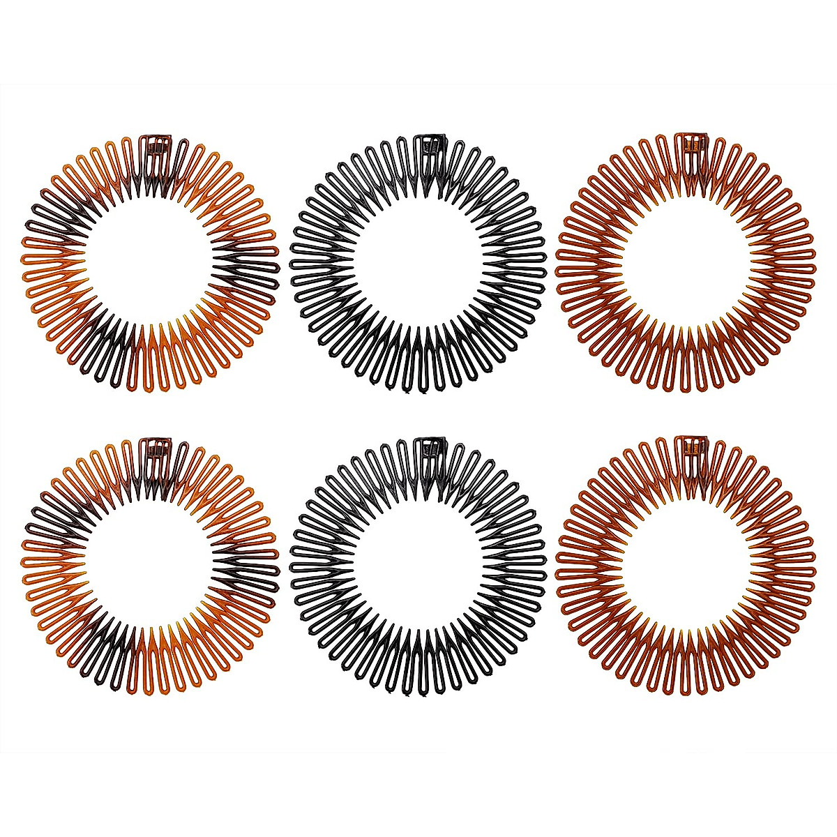 PENTA ANGEL Stretch Hair Combs 6Pcs Flexible Plastic Full Circular Circle Comb Headband Hair Wrap Holder Hairband for Women (Classic Style)