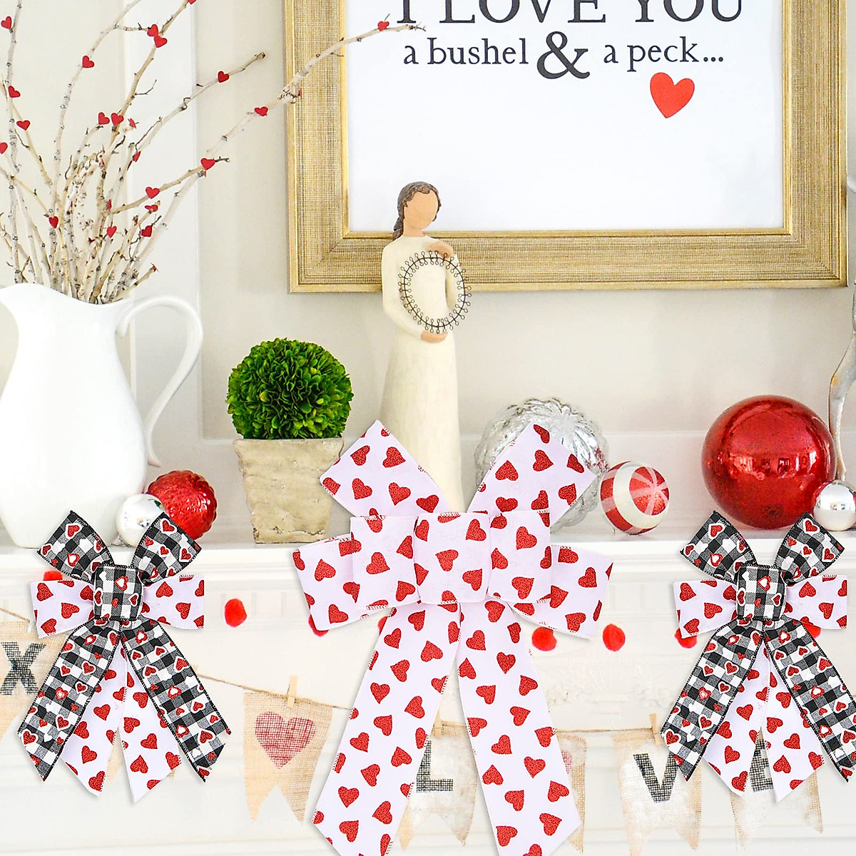 Gift Ribbon, Curling Ribbon Wired for Gift Wrapping, 2.5" 10 Yards Heart Pattern, Gift Wrap Ribbon for Bows Bridal Wedding Anniversary Ceremony Decorations