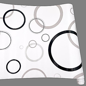 Yifely Black Gray Circles Removable Shelf Drawer Liner Dustproof Furniture Paper 17.7 Inches by 9.8 Feet