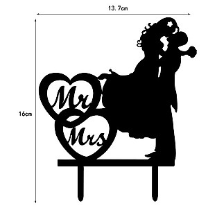 Mr And Mrs Cake Topper Wedding Rustic Anniverary Family Bride Groom Kissing Love Couple Party Decoration