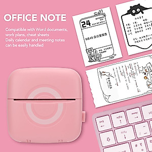 Lybunair Mini Bluetooth Thermal Printer Portable Handheld 200DPI USB Charging Smart Sticker Printer Pink