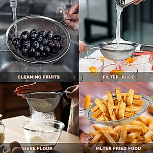 UrDee Stainless Steel Kitchen Metal Food Strainers Effective Cone Shaped Cocktail Strainer For Cocktails, Tea Herbs, Coffee & Drinks - Sieve Fine Mesh Stainless Steel for Rice, Quinoa, Pasta, Fruit