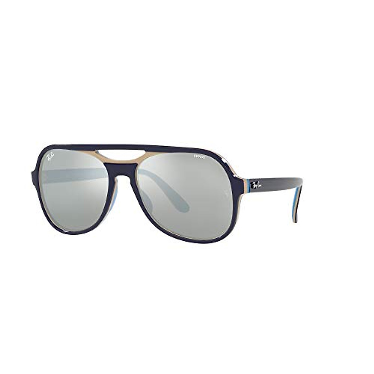 Ray-Ban Rb4357 Powderhorn Evolve Polarized Aviator Sunglasses, Blue Creamy Light Blue/Photochromic Grey Mirrored Grey, 58 mm