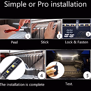 NBWDY 2Pcs 60in White 180 LED Truck Bed Light Strip Kit Waterproof Lighting Lamp with On-Off Switch Fuse 2-Way Splitter Extension Cable for Cargo Truck,Pickup,SUV,RV,Boat