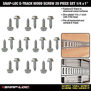 SNAP-LOC E Track Screws for Wood, E Track Fastener Set, Industrial-Strength Heavy Duty Zinc Plated Screws, 1/4"x1" Lag Screws, 7/16” Hexagon Socket Head, 20 Pcs