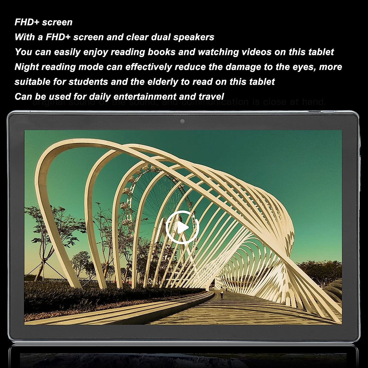 Vikye Android 10.1 Tablet, 10.1 Inch FHD Display, 8 Core CPU Processor, 6GB RAM 128GB ROM, 8MP 16MP Dual Cameras, 5G WiFi Tablet (US Plug 100‑240V) (Grey)