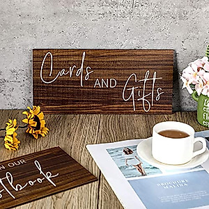 Jetec 2 Pieces Wooden Guest Book Sign Cards and Gifts Wedding Sign Rustic Farmhouse Hanging for Wedding Cabin Beach Rental House Home Decor (Brown)