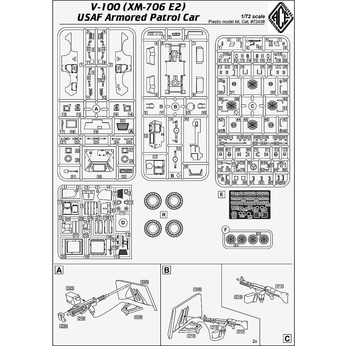 ACE 72438-1/72 - V-100 (XM-706 E2) USAF Armored Patrol Car Armor kit