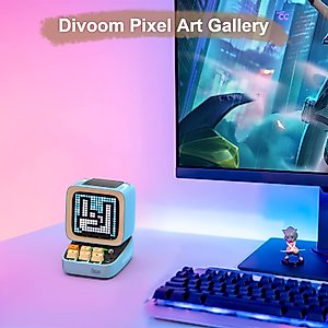 Divoom Ditoo Retro Pixel Art Game Bluetooth Speaker with 16X16 LED App Controlled Front Screen (Blue) …