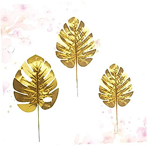 VOSAREA 36 pcs Artificial Foliage Wedding Decoration Golden Leaves Simulation Plants Faux Plants Artificial Palm Leaves Hawaiian Leaves Stems Monstera Leaves Decorations Eucalyptus vase