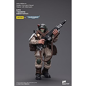 JoyToy Warhammer 40K: Astra Militarum Cadian Command Squad Veteran with Medi-Pack 1:18 Scale Figure