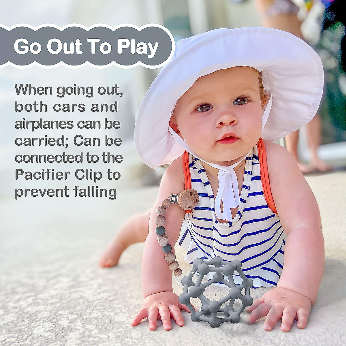 Baby Teethers Toys Silicone Soft Ball Easy to Hold Teether for Sensory Ball Exploration & Teething Stress Relief Molar Ball Soothing Teether Toy Baby Ball for Ages 0 Months+