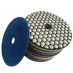 Easy Light 4" Dry Diamond Polishing Pads for Granite Marble Polisher (7 Pcs Set, Grit 50-3000)