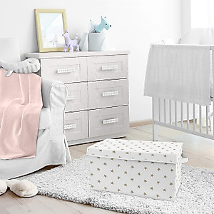 Sweet Jojo Designs Gold and White Celestial Star Girl Small Fabric Toy Bin Storage Box Chest For Baby Nursery or Kids Room