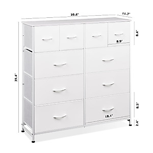 WLIVE White Dresser for Bedroom with 10 Drawers, Tall Chest of Drawers for Bedroom, Storage Drawer Unit, Organizer Unit for Hallway, Closet