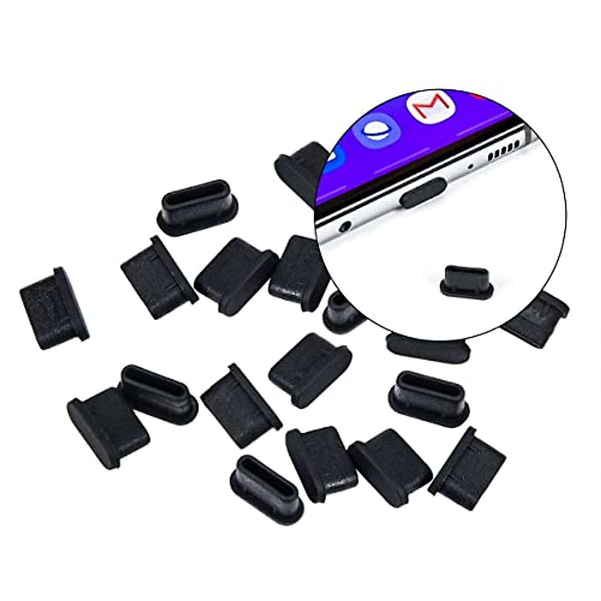 20 Pcs USB Type C Anti Dust Plugs Cover, USB C Charging Port Dust Covers Plug Caps Protectors for Samsung Galaxy s23, s22, s21, s20, Ultra, Plus s10, s9, s8 Plus, Note 9, Pixel with 2 Cleaning Brush