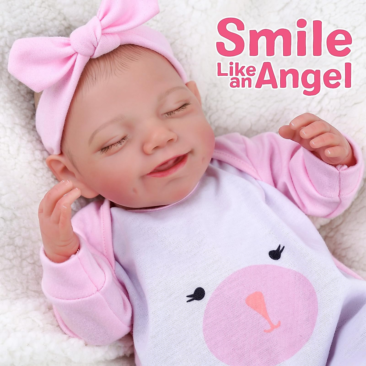 BABESIDE Lifelike Reborn Baby Dolls - 20-Inch Sweet Smile Real Life Realistic-Newborn Full Body Vinyl Sleeping Baby Girl with Toy Accessories Gift Set for Kids Age 3+