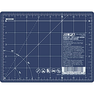 OLFA 6" x 8" Self Healing Rotary Cutting Mat (RM-6x8/NBL) - Double Sided 6x8 Inch Cutting Mat with Grid for Fabric, Sewing, Quilting, & Crafts, Designed for Use with Rotary Cutters (Navy)