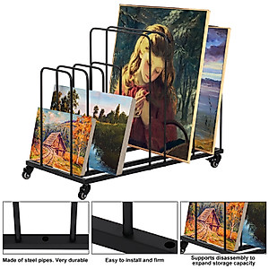 tonchean Art Storage Rack with Wheels, Rolling Canvas Rack Art Storage, Metal Canvas Organizer Painting Storage Rack Canvas Storage Rack Drying Rack for Canvas Boards, Panel, Frame, Drawing Board
