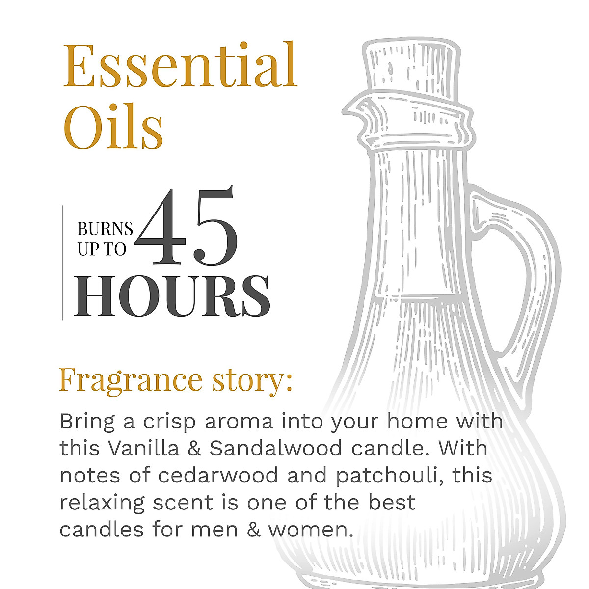 Essential Elements by Candle-lite Scented Candles, Vanilla & Sandalwood Fragrance, One 14.75 oz. Three-Wick Aromatherapy Candle with 45 Hours of Burn Time, Off-White Color