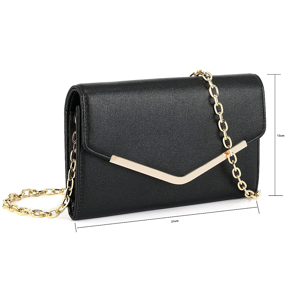 Autumnwell Clutch Purse Evening Bag for Women，Black Envelope Handbag With Detachable Chain for Wedding and Party