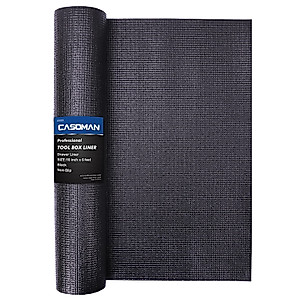 CASOMAN Professional Tool Box Liner, Easy Cut Non-Slip Foam Rubber Toolbox Drawer Liner Mat - Adjustable Thick Cabinet Liners,Black,16 inch (Wide) x 6 feet (Long)