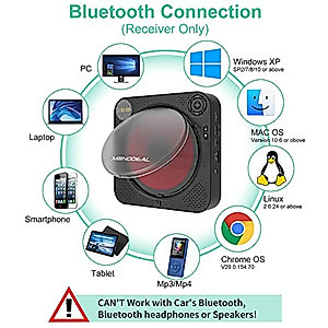 CD Player with Bluetooth, MONODEAL Portable Rechargeable CD Player with Built-in Speakers, Wall CD Player for Home, CD Player for Car and Outdoors (with Remote Control and Built-in FM Radio)