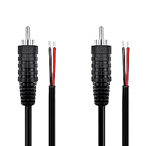 Pixelman (18AWG 6.5ft Heavy Gauge Speaker Wire RCA Adapter Plug to Bare Wire,RCA Speaker Audio Cable for TV Amplifier Receiver,Speakers Stereo Wire Cord to RCA Adapter Male-2 Pcs