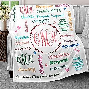SANDJEST Personalized Baby Blanket Unicorn Custom Baby Name Fleece Throw Blanket Customized Gift for Baby New Mom Niece Daughter Granddaughter Birthday Shower (Style 3)