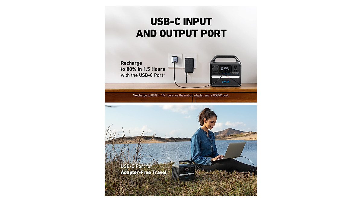 Anker 521 Portable Power Station Upgraded with LiFePO4 Battery, 256Wh 6-Port PowerHouse, 300W ...