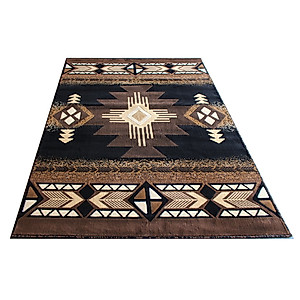 Concord Global Trading South West Native American Area Rug Design C318 Black (8 Feet X 10 Feet)