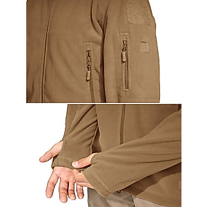 TACVASEN Tactical Hoodies for Men Windproof Fleece Hoodies Zip Up Mens Jacket Winter Warm Hoodie Hunting Brown