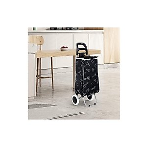 Shopping Truck Folding Grocery Wheels Cart Foldable Shopping Bag Hand Truck 37 inch Handle Height Storage 13.77'’x11''x37'' (05BY)