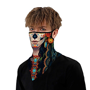 Visen Face Bandana Ear Loops Stylish Men Women Neck Gaiters for Dust Wind Motorcycle(C)