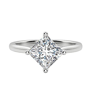 VINSON 2CT Princess Cut Colorless Moissanite Engagement Ring Wedding Band Silver Eternity Solitaire Bezel Vintage Antique Anniversary Promise Gift Kite Set Basket Princess Ring (6.5)