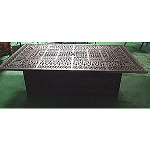 Sunvuepatio 7 Piece Outdoor Cast Aluminum Dining Set with Fire Pit Table All Swivel Rocker Chairs.