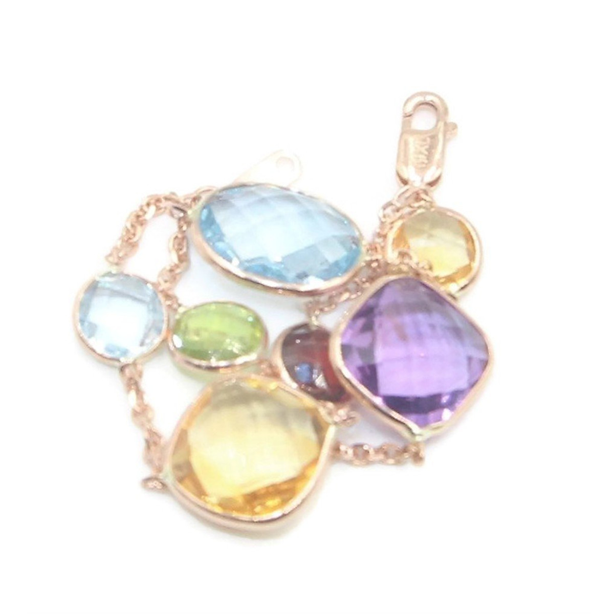 Sophia Fine Jewelry Multi-Color Gemstone Bracelet,14k Rose Gold 7" Long