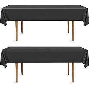 DecorRack 2 Rectangular Tablecloths -BPA- Free Plastic, 54 x 108 inch, Dining Table Cover Cloth Rectangle for Parties, Picnic, Camping and Outdoor, Disposable or Reusable in Black (2 Pack)