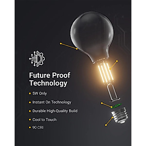 Sunco 10 Pack G25 Globe Light Bulbs LED Edison Vanity Light Bulbs, CRI90 3000K Warm White, Dimmable, 5W=60W, Clear Vintage Filament Globe, 500 Lumens, E26 Base Indoor Outdoor Clear UL