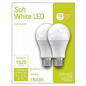G E Lighting 32593 13W, A21 Soft White LED Light Bulb, 2 Count (Pack of 1)