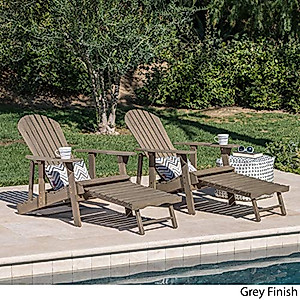 GDFStudio Halley Outdoor Reclining Wood Adirondack Chair with Footrest (2, Grey)