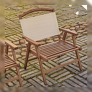 JIKUGO Bamboo Folding Chair Camping Comfy Camping Chair Small Patio Furniture(Original Wood Colour)