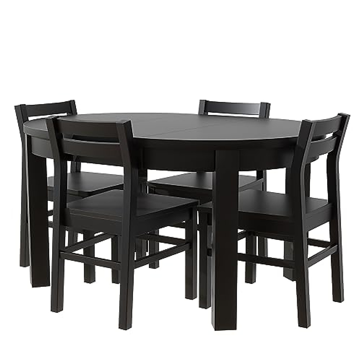 Bellemave 5 Piece Round Dining Table Set for 4 Wood Extendable Kitchen Table Set with Storage Drawers Farmhouse Dining Room Table and Chairs, 16" Removable Leaf, Espresso