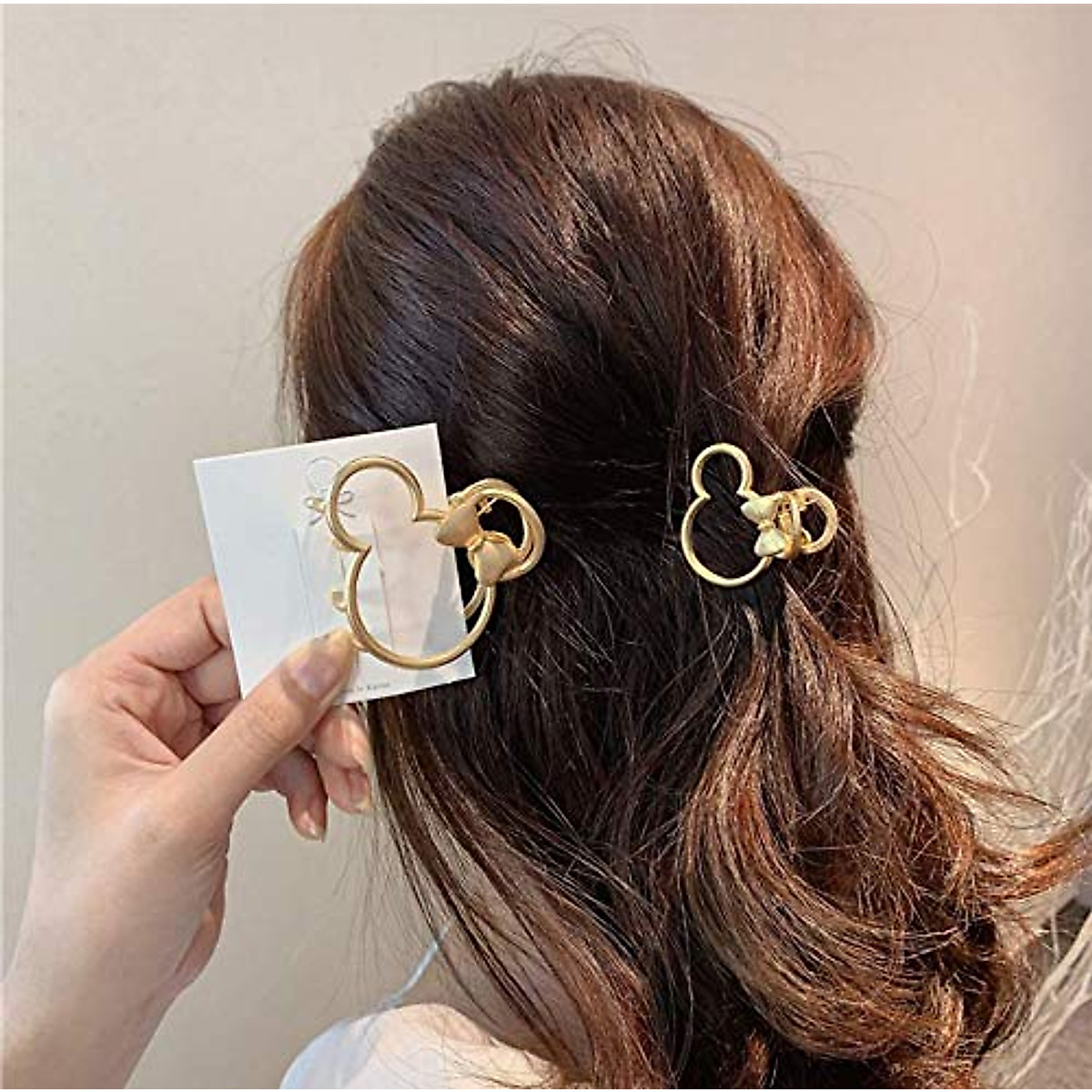Large Metal Hair Claw Clips (2-Pack), Mouse Lady Thick Hair Barrette, Hollow Non-slip Hair Catch Jaw Clamp for Women Girls