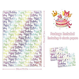 Happy Birthday Wrapping Paper For Kids Girls Boys Women Men, Gradient Light Color Birthday Gift Wrap Paper, Wrapping Paper Birthday 6 Sheets Folded Flat 20x28 inches per sheet