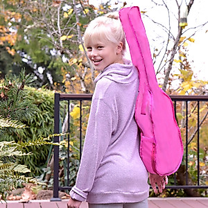 30" Left Handed Wood Guitar with Case and Accessories for Kids/Girls/Boys/Teens/Beginners (Pink Gradient)